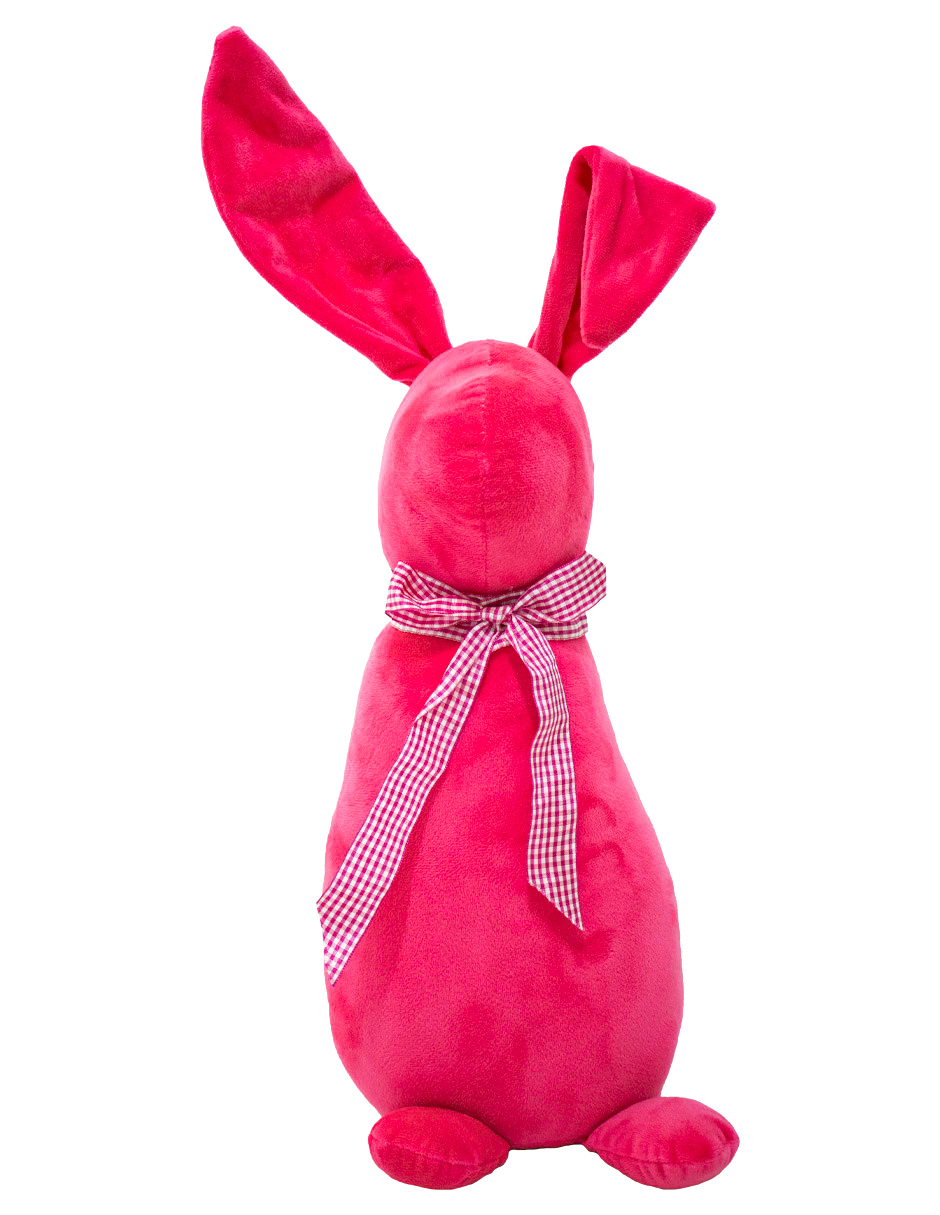 Decoración diseño conejo de tela rosa liso con moño rosa con puntos de ...