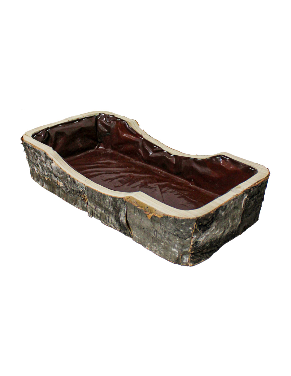 Maceta de madera rectangular con corteza - Galerías el Triunfo