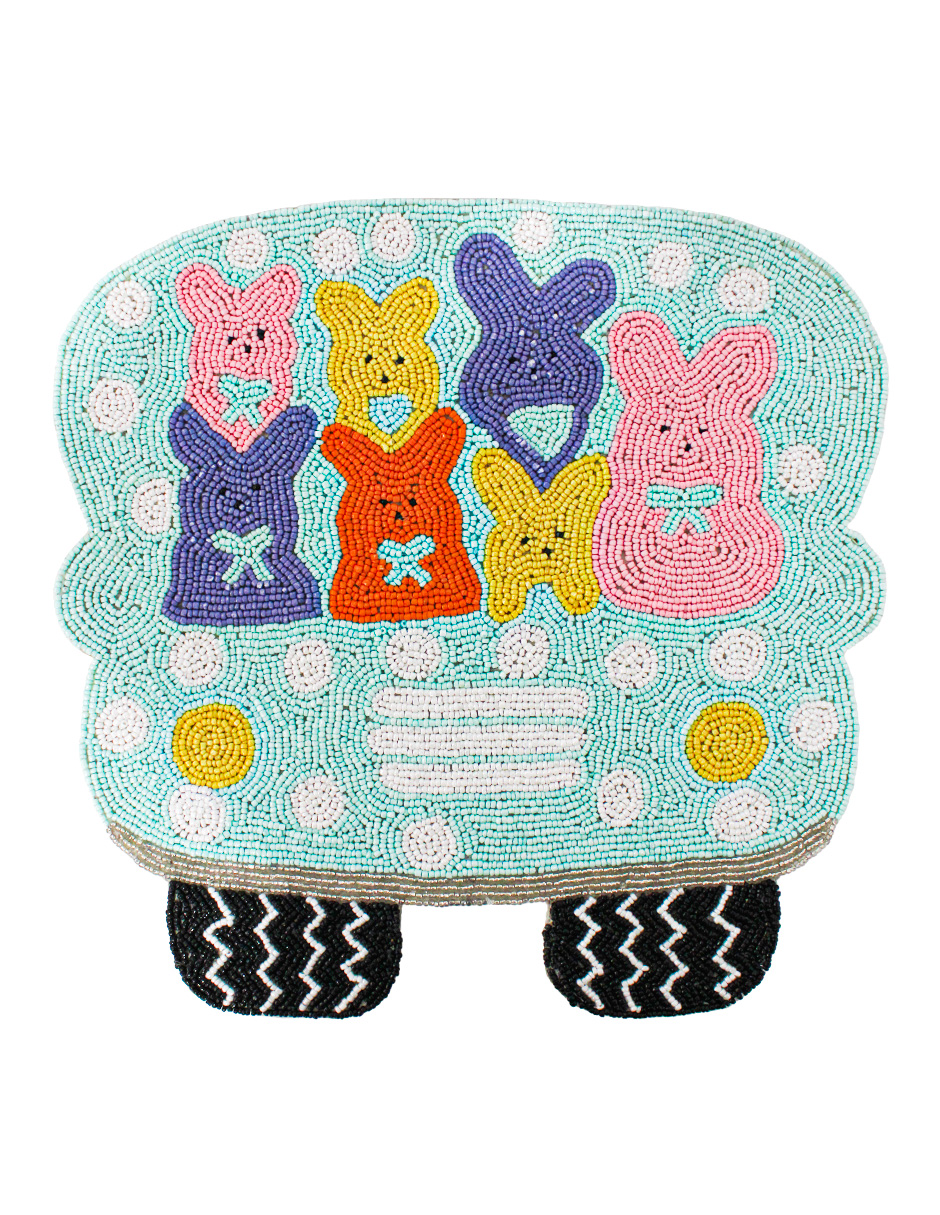 Mantel individual bordado de chaquiras diseño bus con conejos de ...