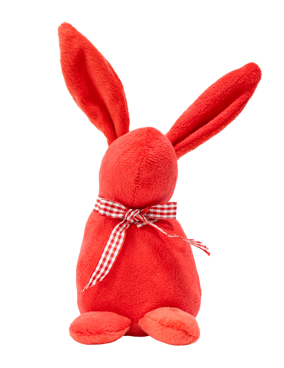 Conejo de tela rojo y moño de 4.5x6.5x21cm - Galerías el Triunfo